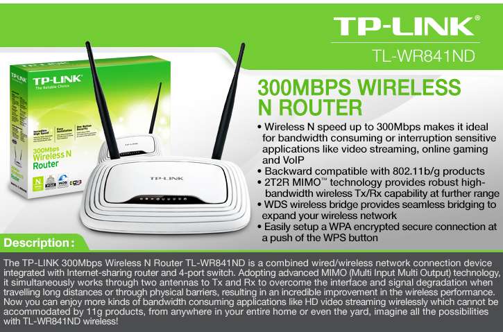 TP-Link TL-WR841ND Wireless-N Router: TL-WR841ND at BEST PRICE
